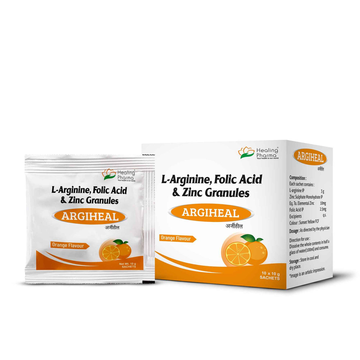 Buy L-Arginine Sachet with Zinc & Folic Acid – Healing Pharma