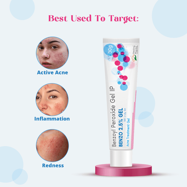 Healing Pharma Benzo Gel (Pack Of 2) + Acnetop S Facewash Free