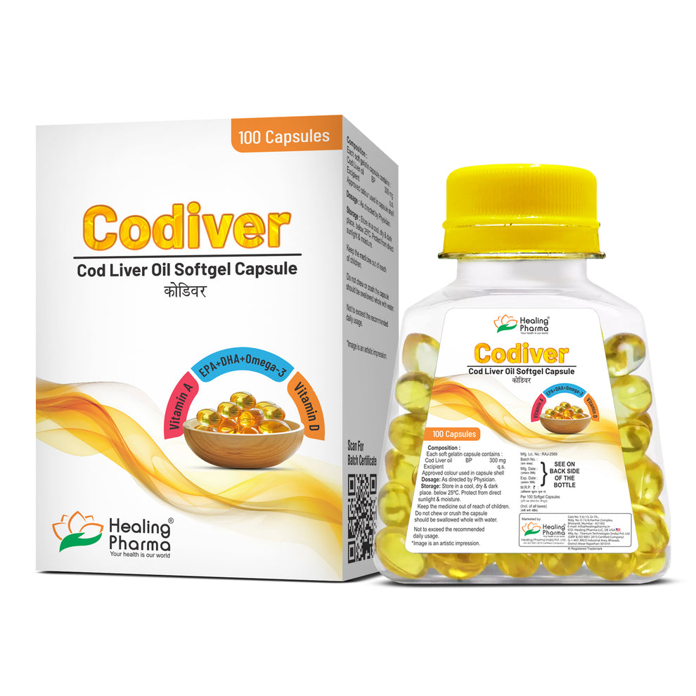 Codiver Cod Liver Cap – Rich in Omega-3, Vitamin A & D for Immunity ...